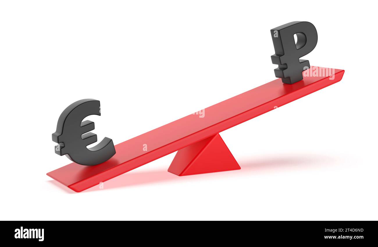 Euro versus Russian ruble on seesaw. Concept image for imbalance ...