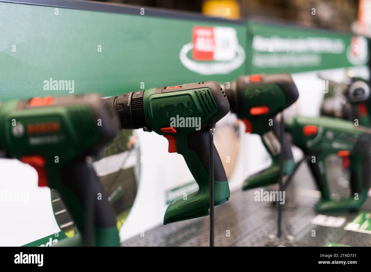 Tool for work, repair and construction in store. Wired power tools and ...