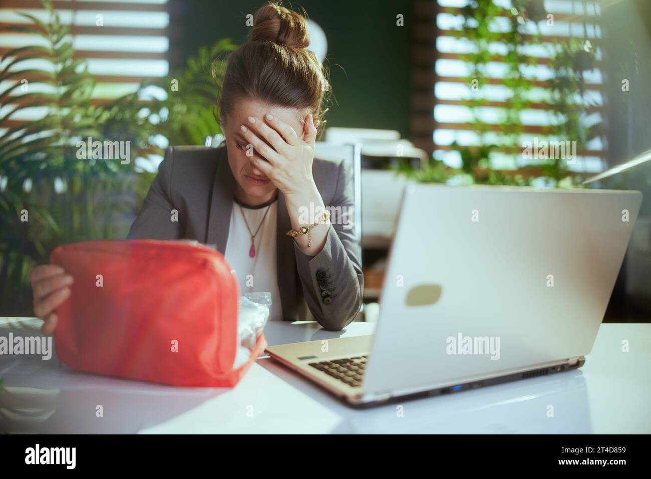 Sustainable workplace. modern small business owner woman at work with ...