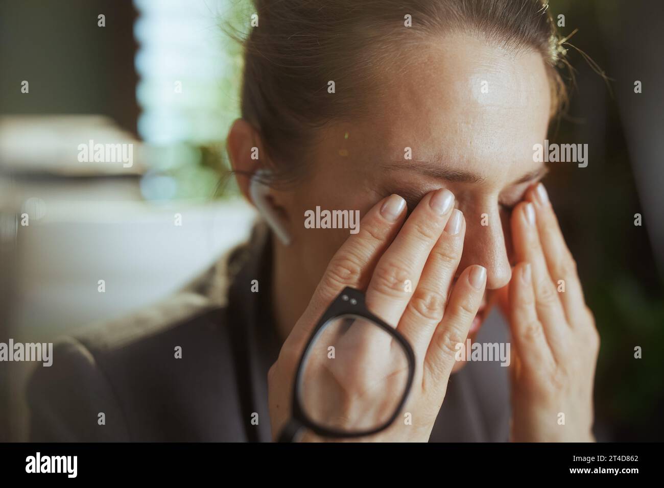 Sustainable workplace. stressed modern small business owner woman at ...