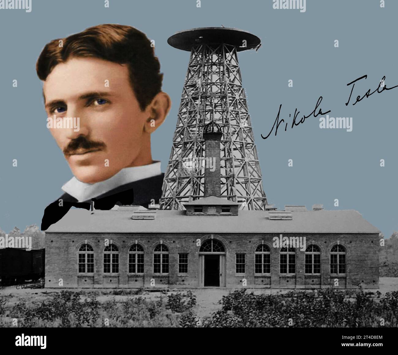 A coloured portrait of Serbian Nikola Tesla (Никола Тесла) 1856 – 1943 ...