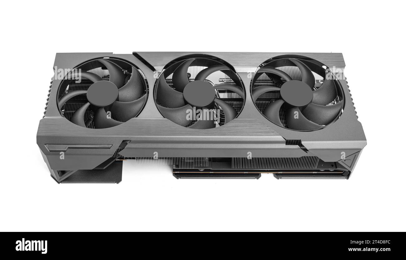Powerful graphic video card of a computer isolated on a white ...