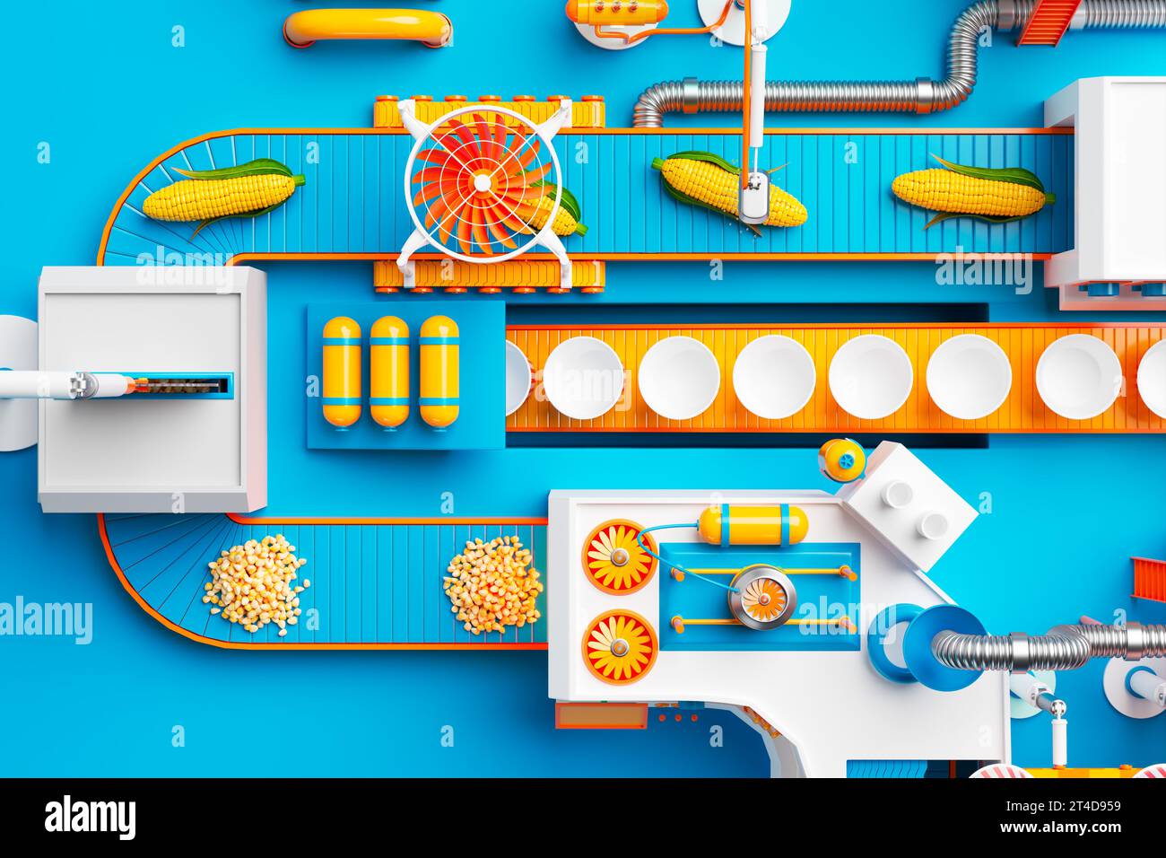 3D rendering showcases a lively cartoon factory that produces ...