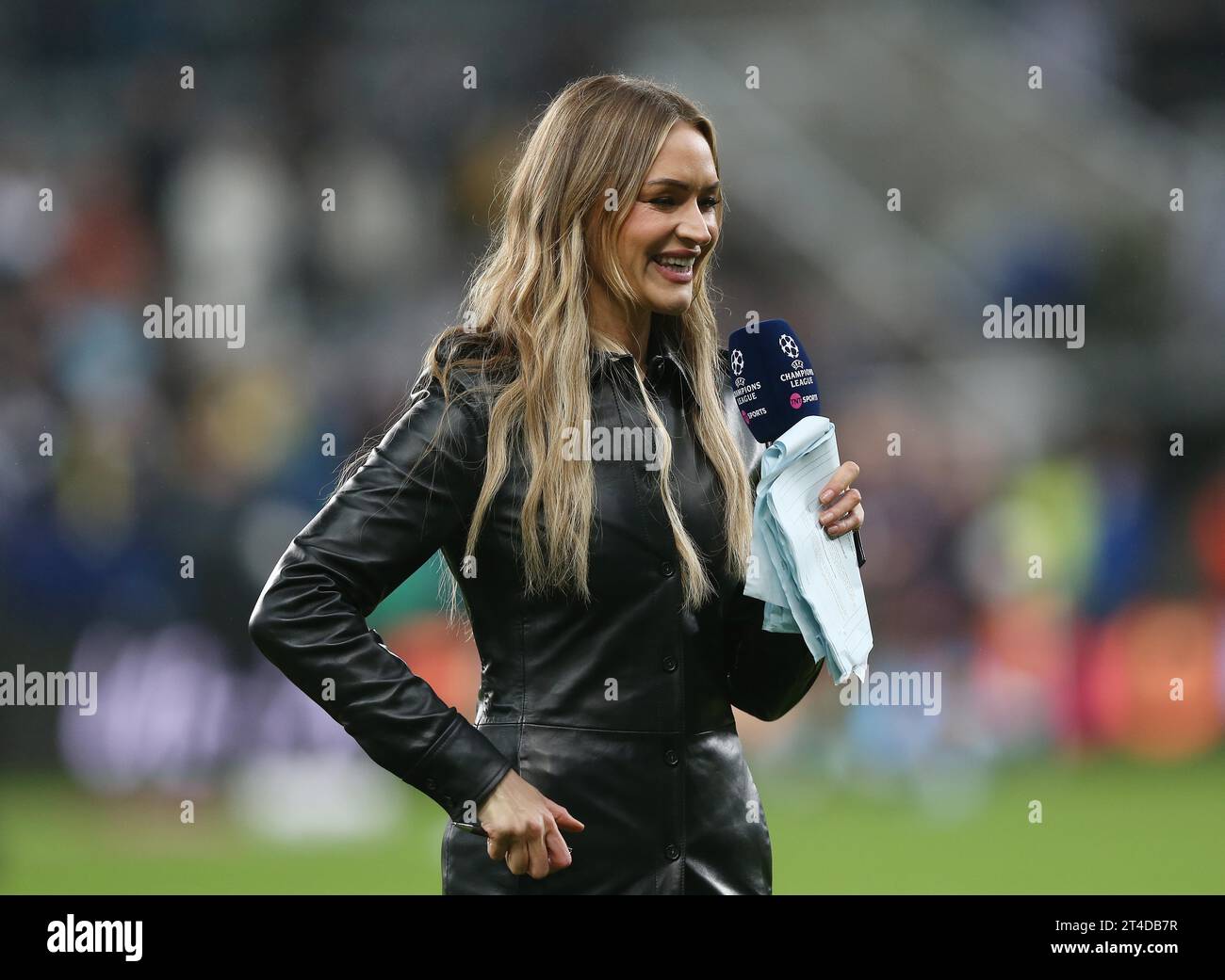 TV Presenter Laura Woods for TNT Sports. - Newcastle United v Borussia Dortmund, UEFA Champions ...