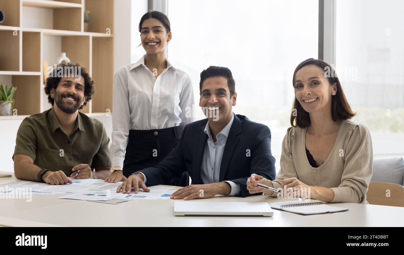 Positive successful multiethnic business team office portrait Stock ...