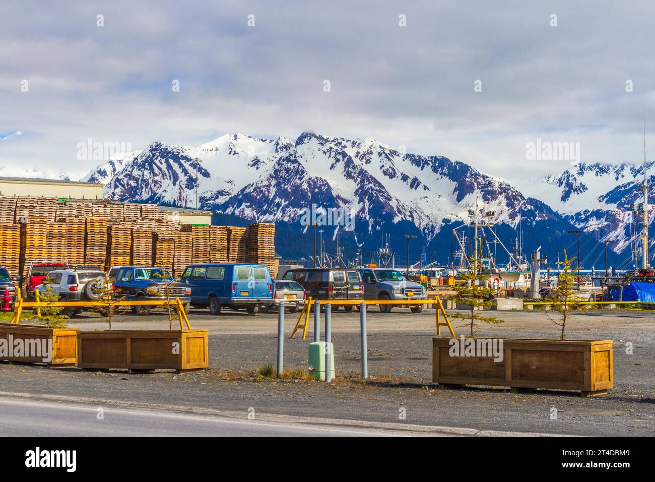 Seward, Alaska, harbor and shipping operations area with beautiful ...