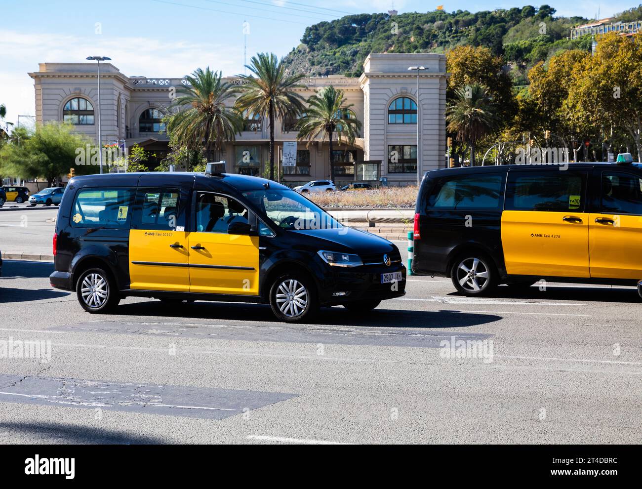 Black and Yellow taxis in Barcelona, Spain, Europe Stock Photo - Alamy