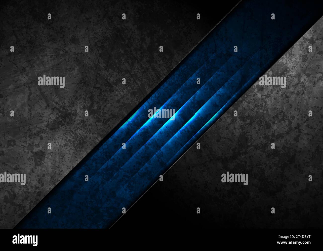 Dark grey grunge concrete texture wall with blue glowing neon light ...