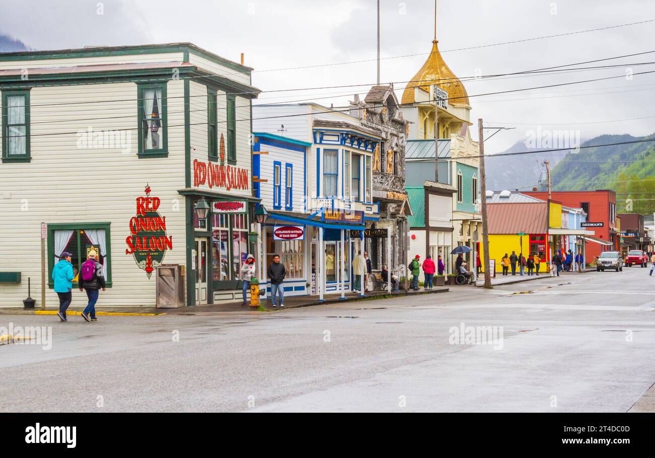 Skagway, Alaska, a regular port of call city for Cruise Ships traveling to Alaska via the Inside ...
