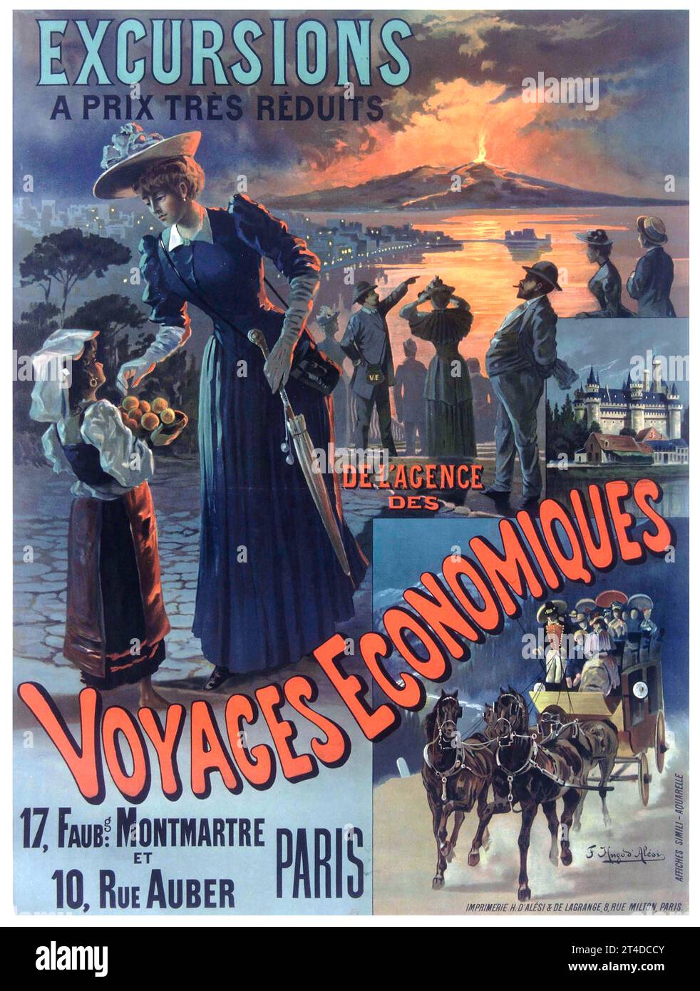 Vintage Travel Poster 1800’s Stock Photo - Alamy