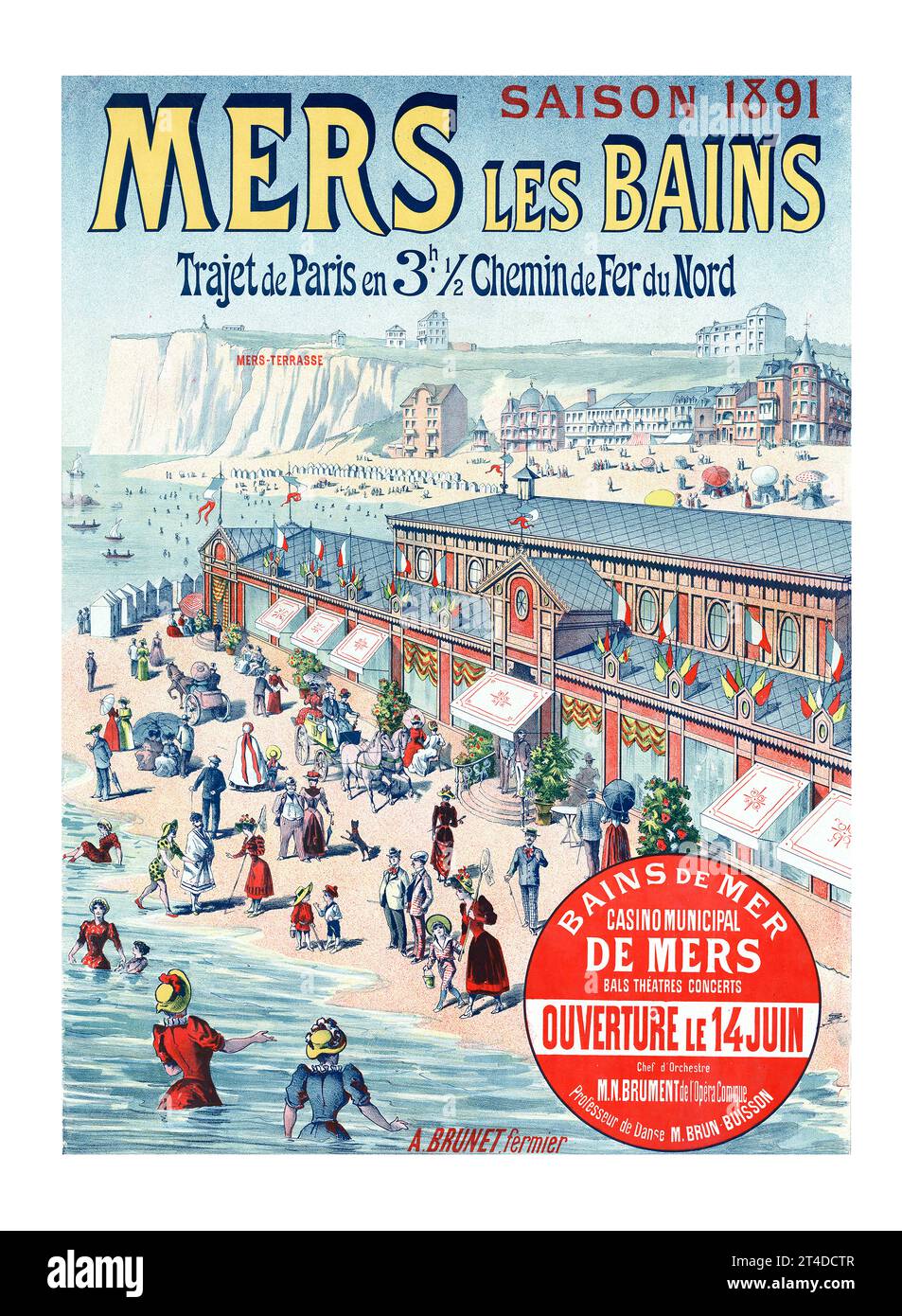 Vintage Travel Poster to the somme region of Mers Les Bains 1800’s ...
