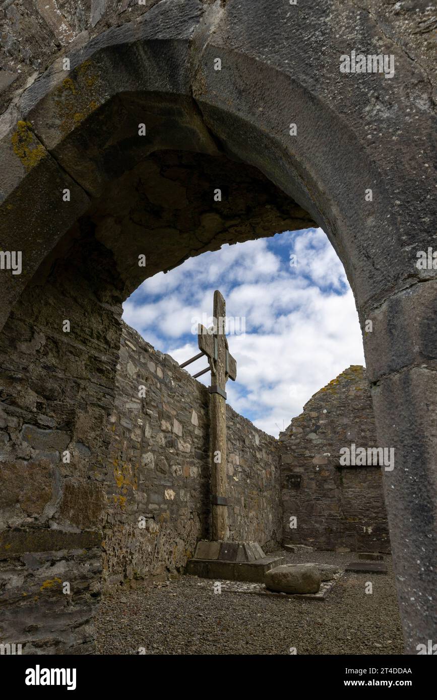 The ruined medieval Ray Church in Donegal, Ireland, renowned for its ...