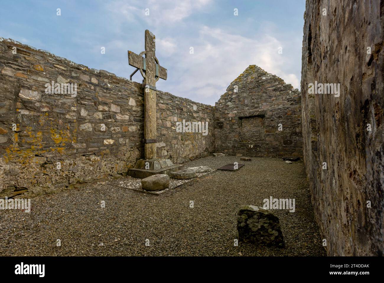 The ruined medieval Ray Church in Donegal, Ireland, renowned for its ...