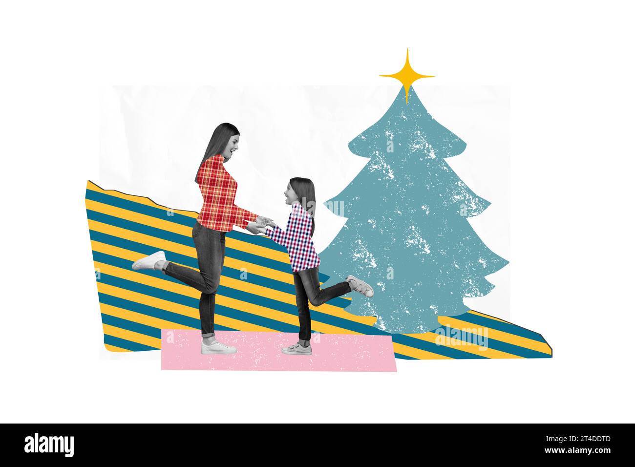 Composite collage picture image of mother daughter sisters hold hands ...