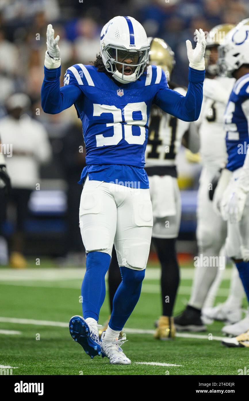 Indianapolis Colts cornerback Tony Brown (38) celebrates a after a ...