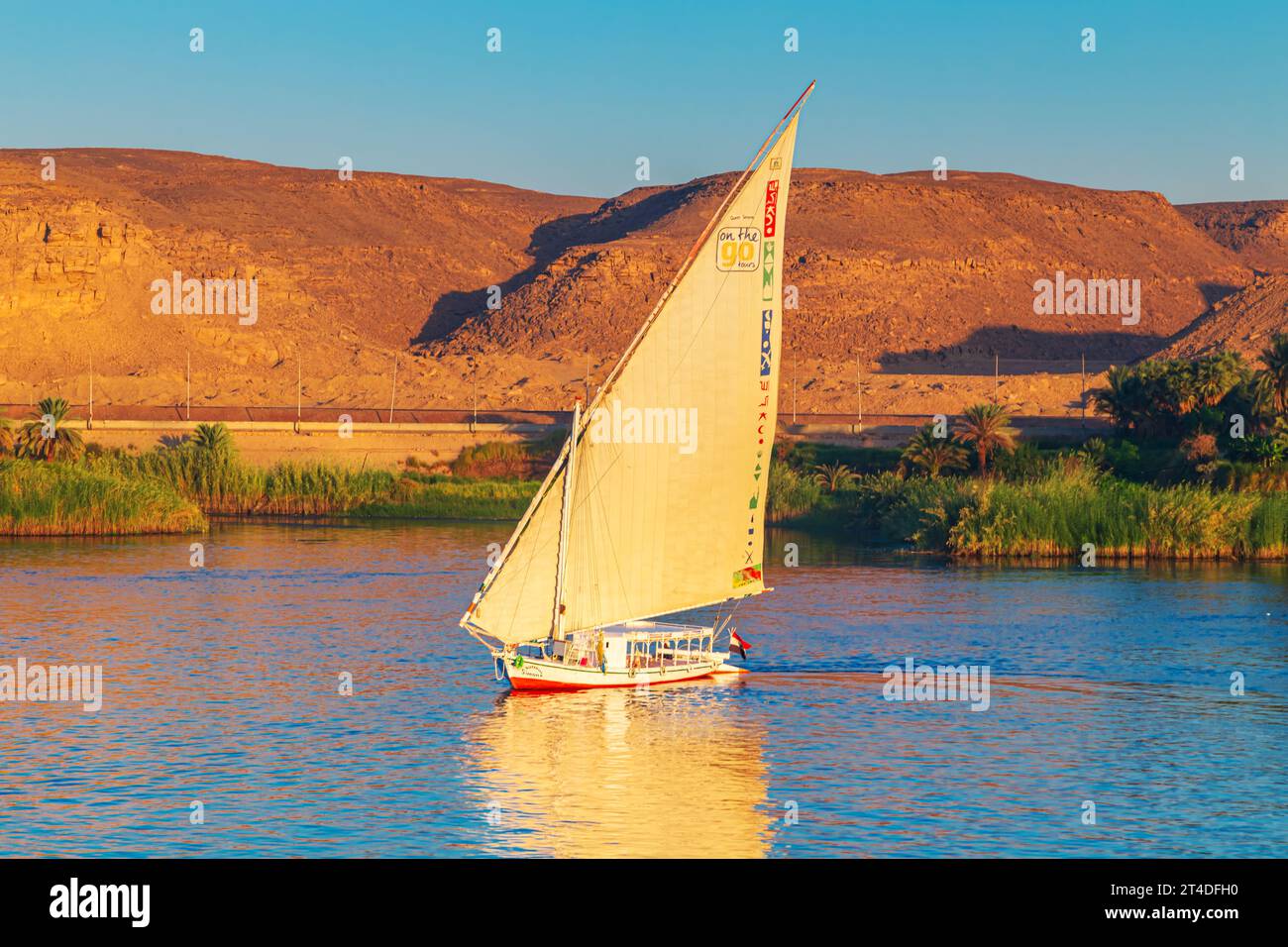 Traditional felucca boat on the Nile River. Magnificent views of the ...