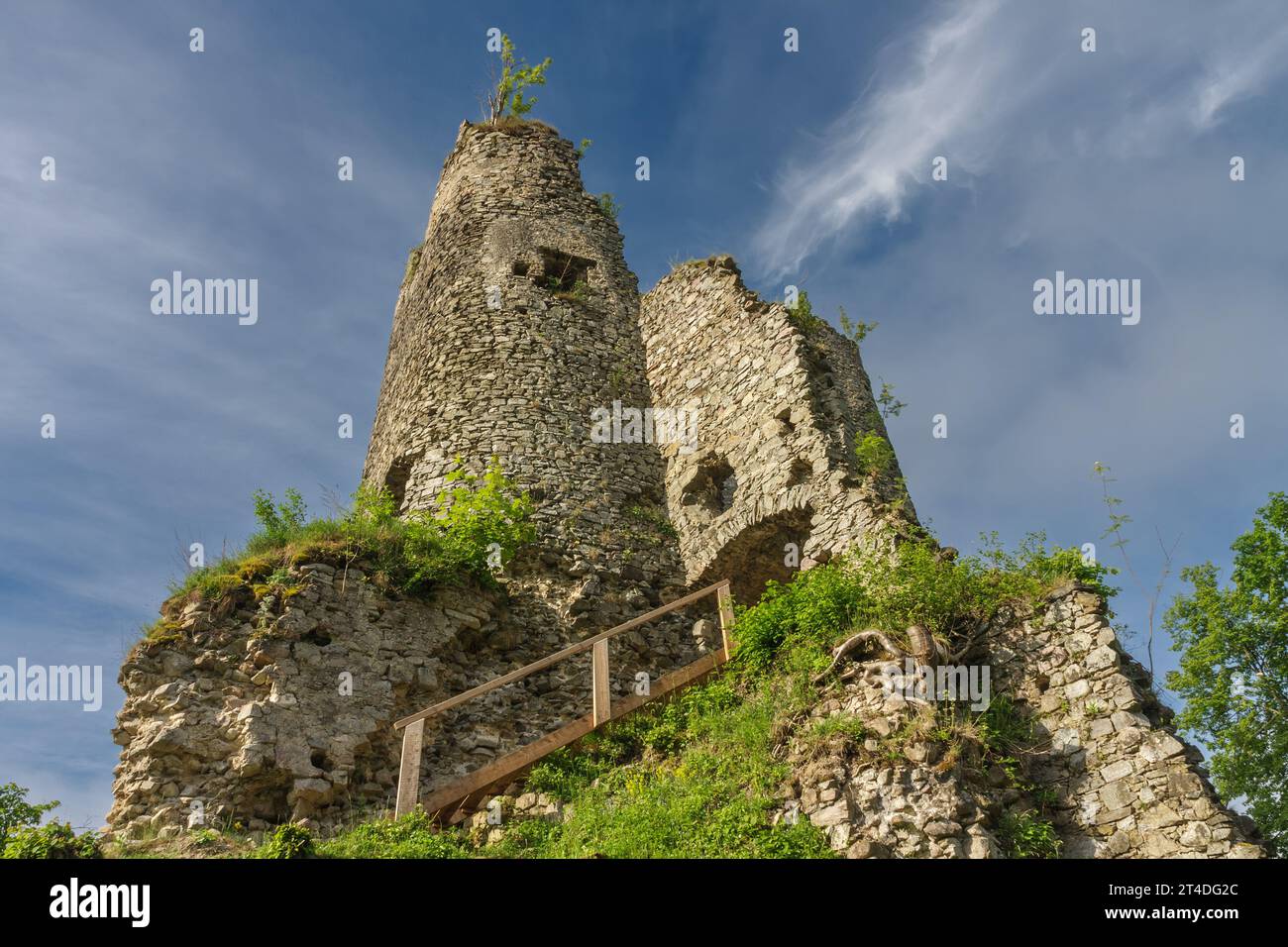 Ruins of medieval castle Starhrad , Slovakia, Mala Fatra, spring day ...