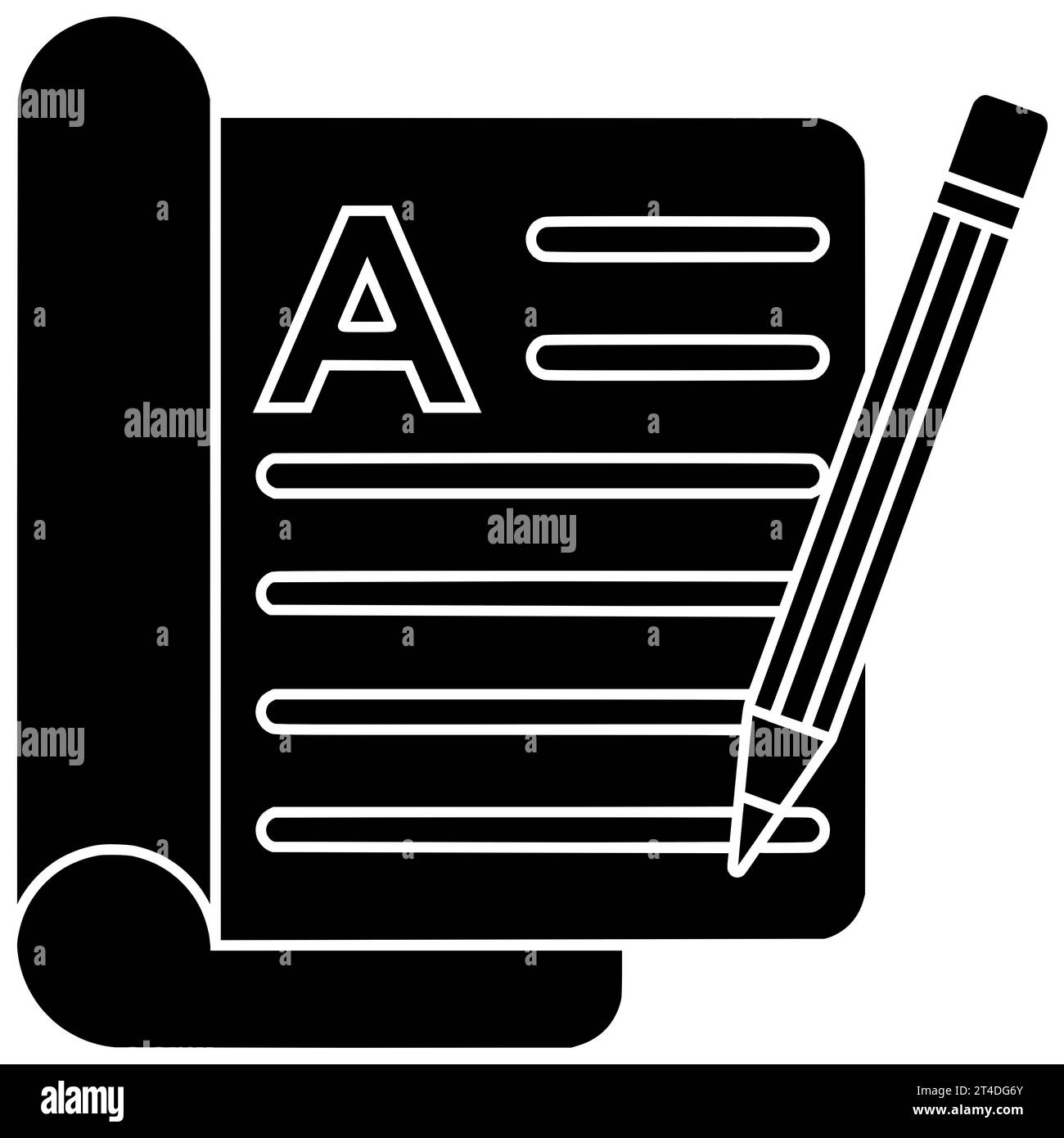 letter black pencil silhouette paper illustration education icon write ...
