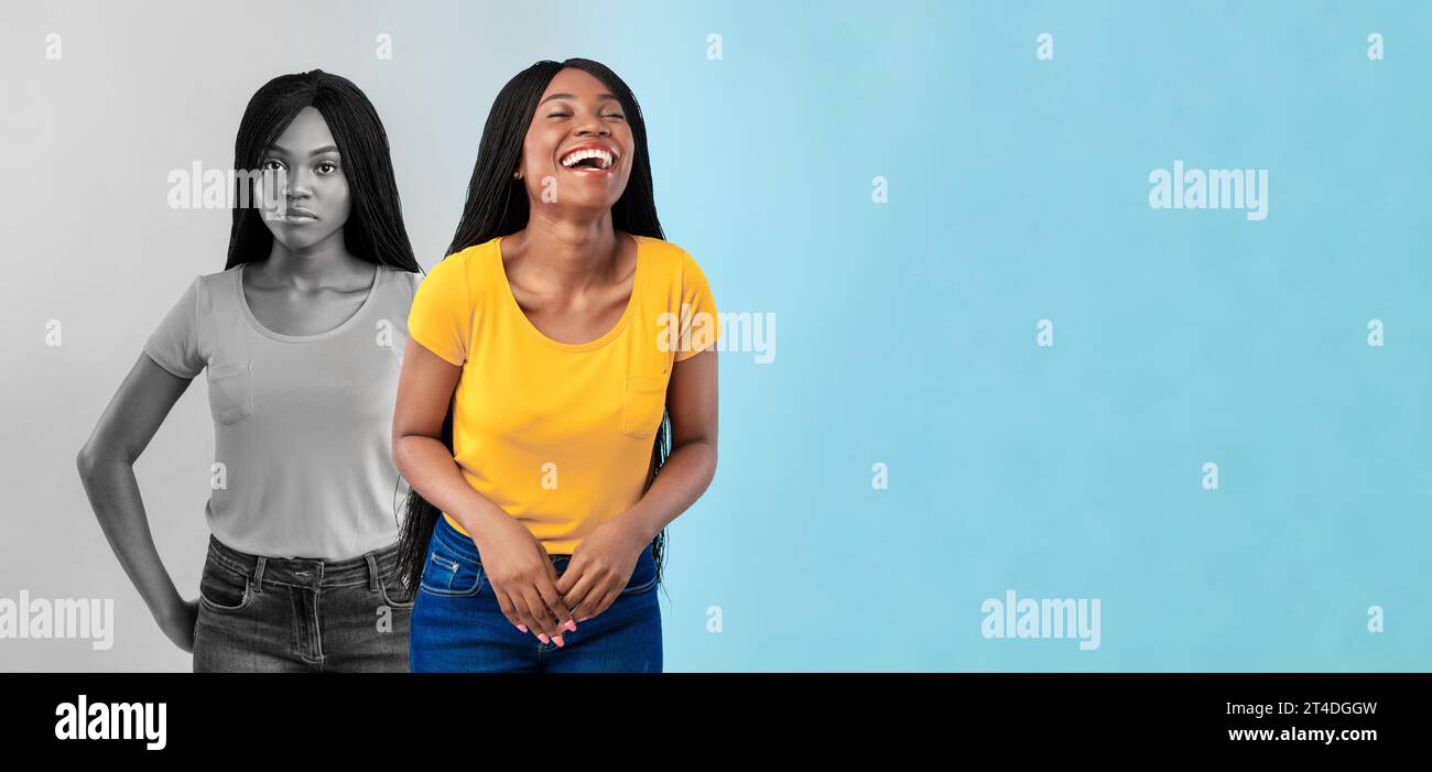 Sad woman in blue hi-res stock photography and images - Alamy