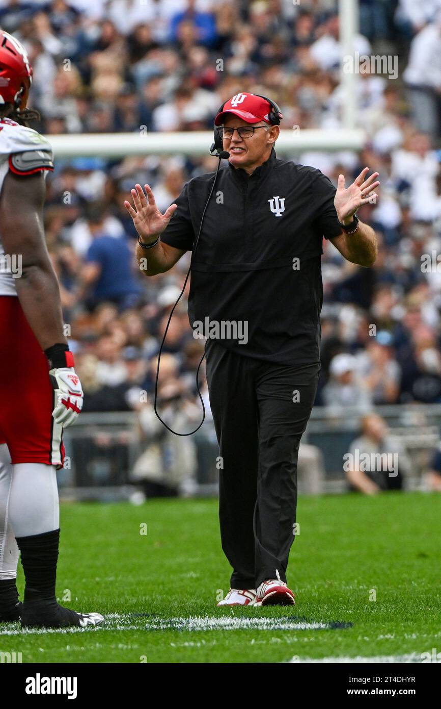 Indiana head coach Tom Allen reacts during the first half of an NCAA ...
