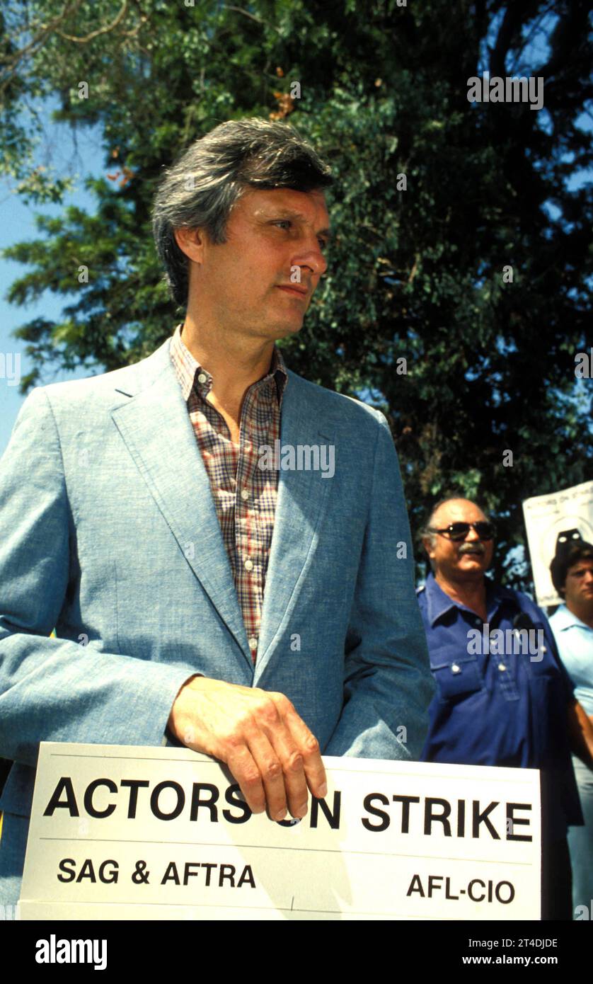 ALAN ALDA ;photographed during Actors on Strike ; 1980 ; Credit: Lynn ...