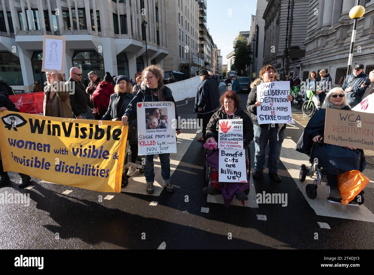 London, UK. 30 October, 2023. Disability rights activists protest at ...
