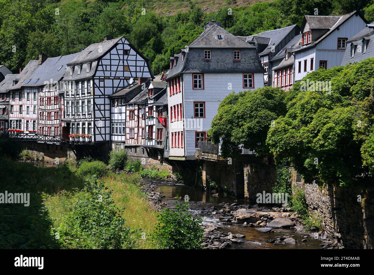 Historical Monschau Old town, famous for its traditional half-timbered ...