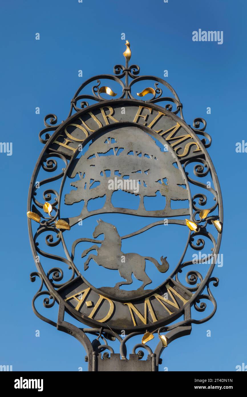 England, Kent, Four Elms Village, Village Sign Stock Photo - Alamy