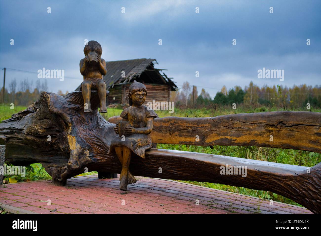 Valga, Estonia - October 22, 2023: Public bus waiting stops. Wooden ...