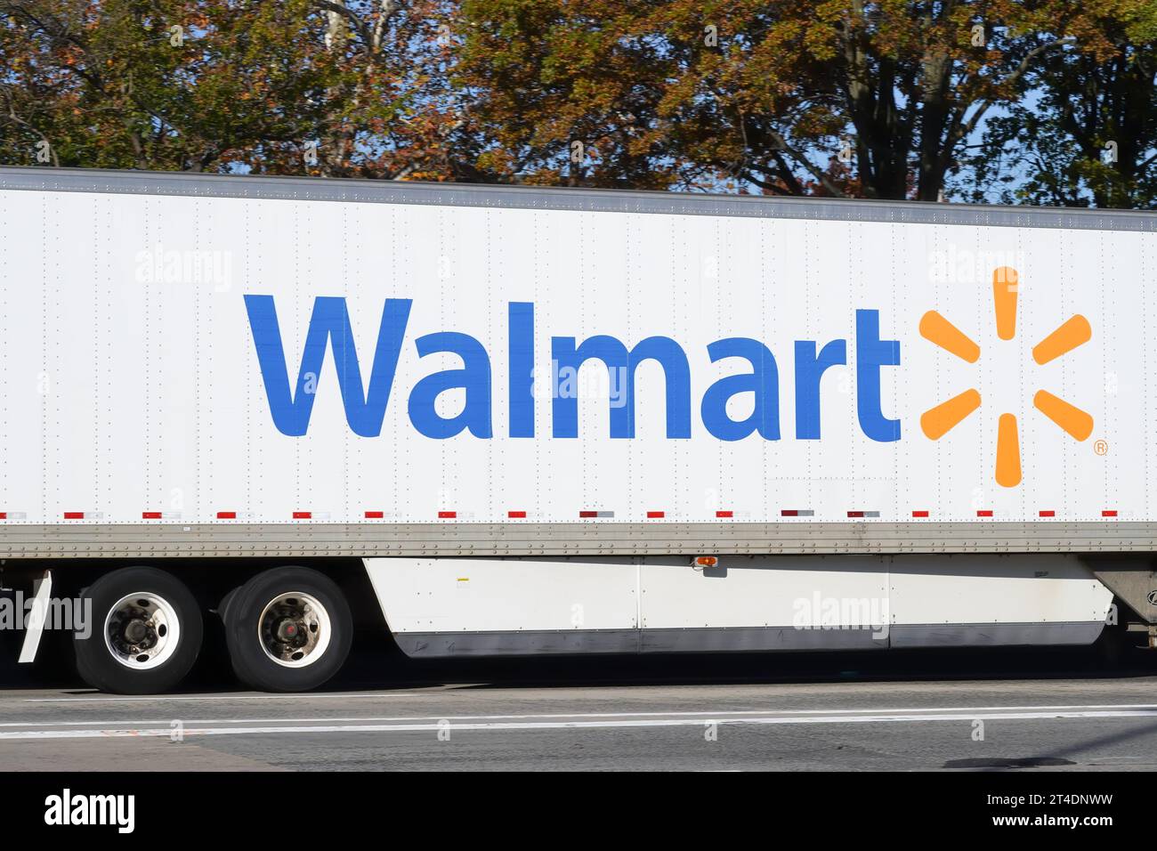 New Rochelle, NY - October 28, 2023: Walmart cargo trailer with ...