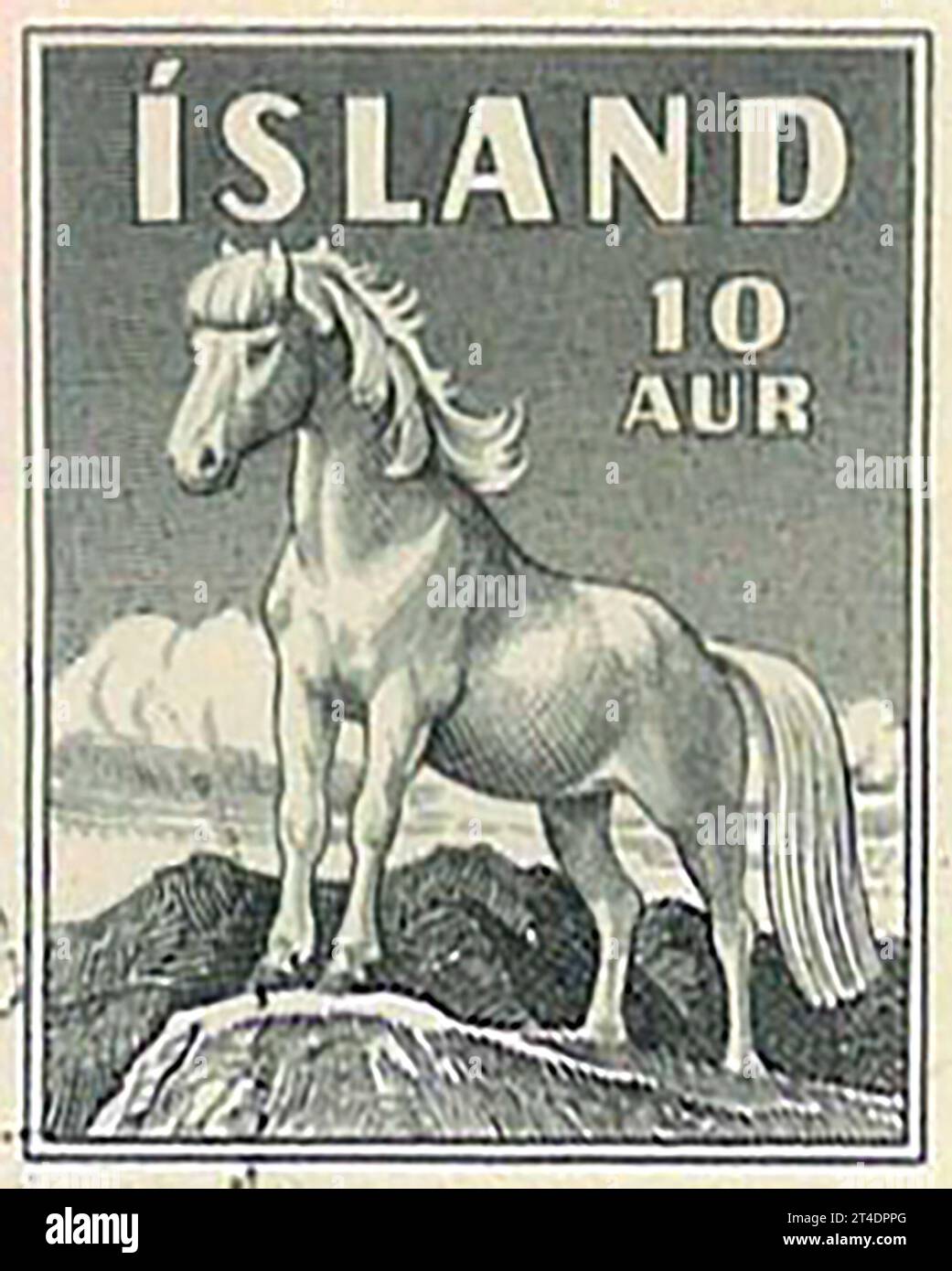 Island pony 10 Aur stamp, 1950s Stock Photo - Alamy