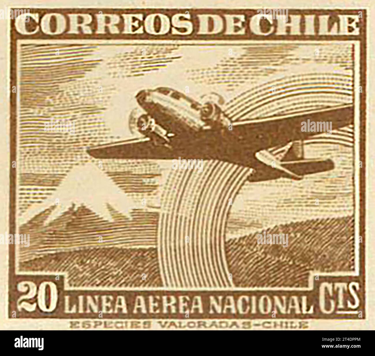Correos de Chile, Linea Aerea Nacional, 20 pesos stamp Stock Photo - Alamy