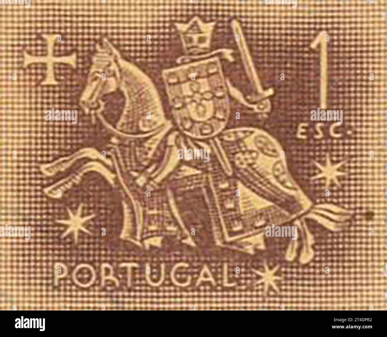 Portugal 1 escudo stamp King Diniz, 1953 Stock Photo - Alamy
