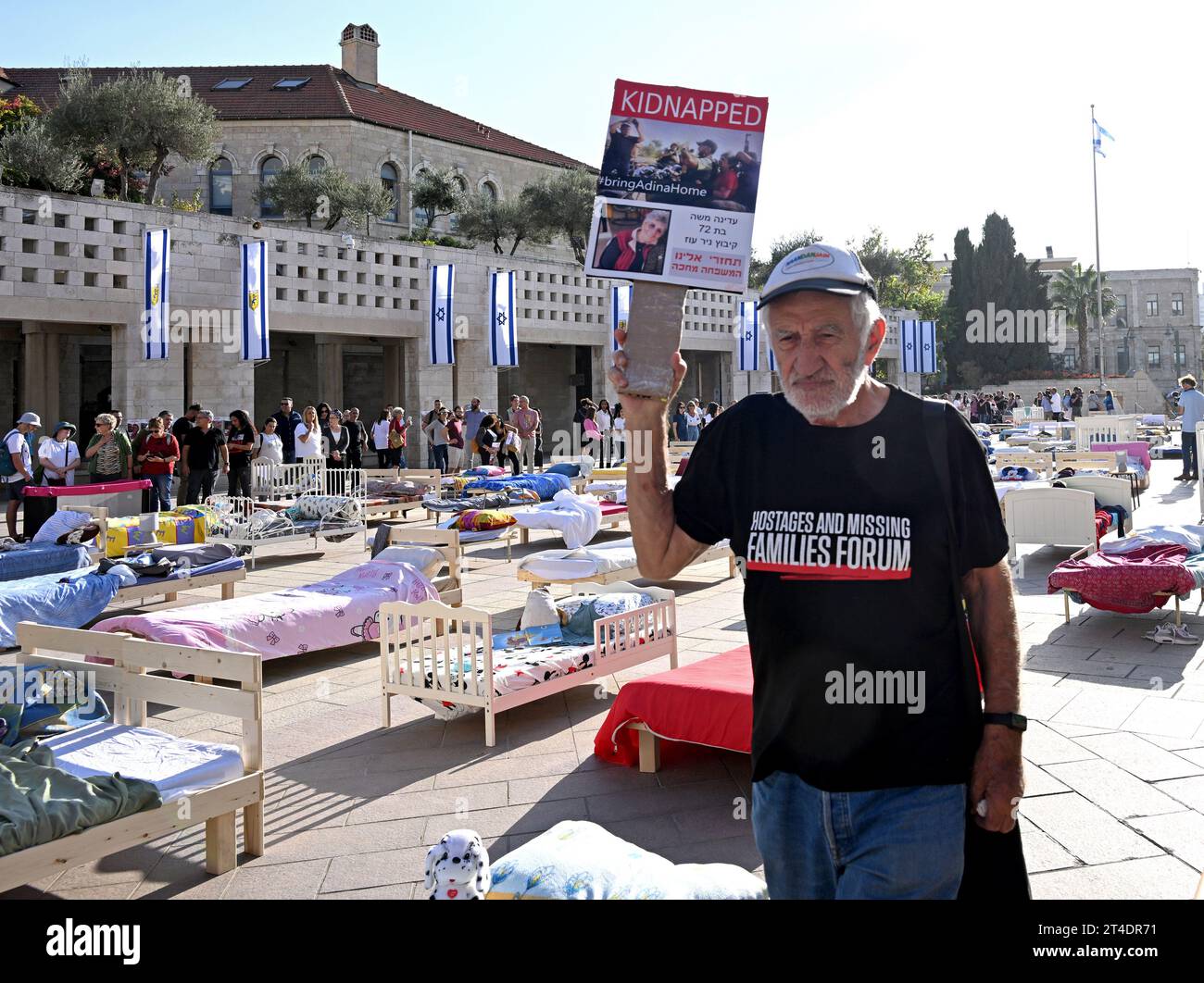 Jerusalem, Israel. 30th Oct, 2023. People view an installation called ...