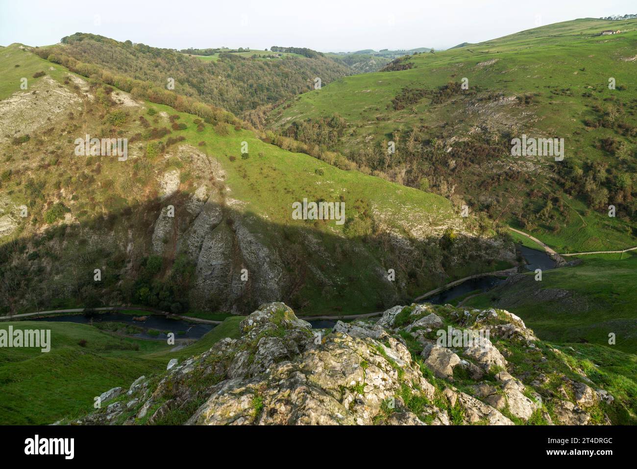 Looking down into Dovedale Valley from the summit of Thorpe Cloud, Peak ...