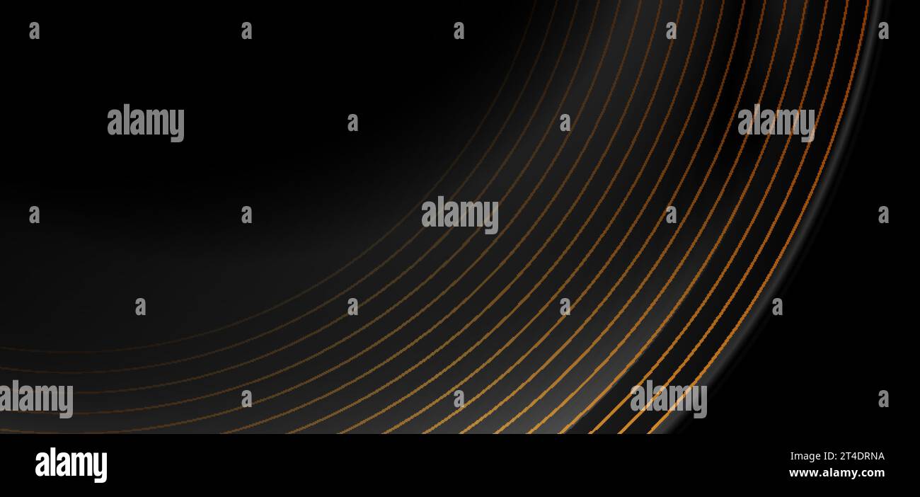 Black abstract tech luxury background with golden lines. Vector ...