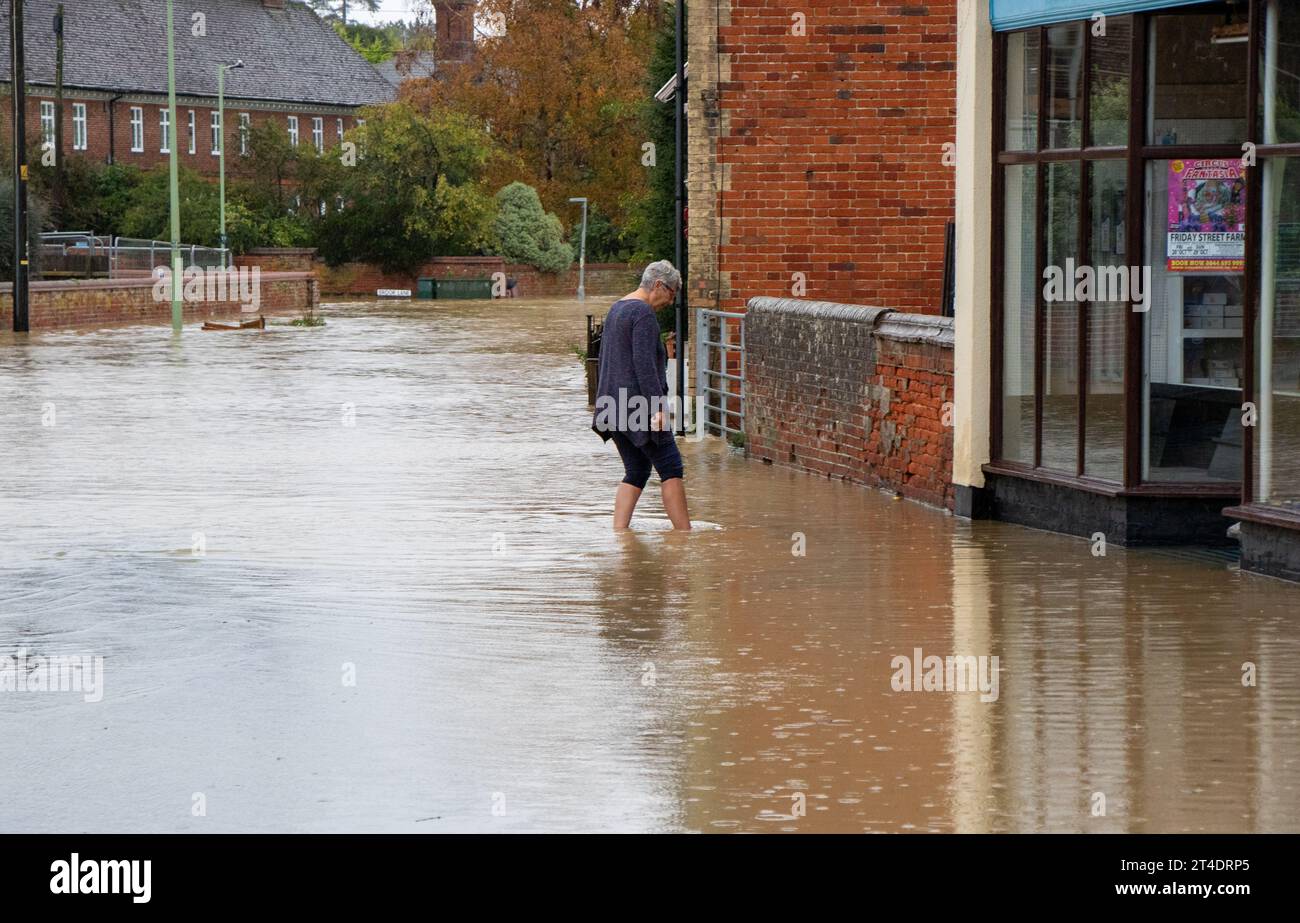 Flooding in Suffolk market town Framlingham caused by the River Ore ...