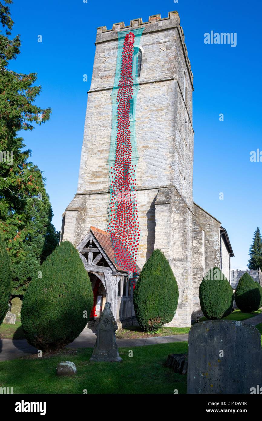 Remebrance Poppy display at Hartpury Church, Gloucestershire Stock ...