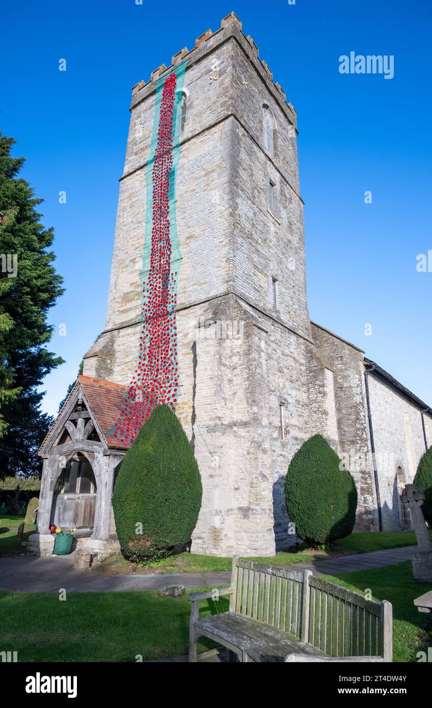 Remebrance Poppy display at Hartpury Church, Gloucestershire Stock ...