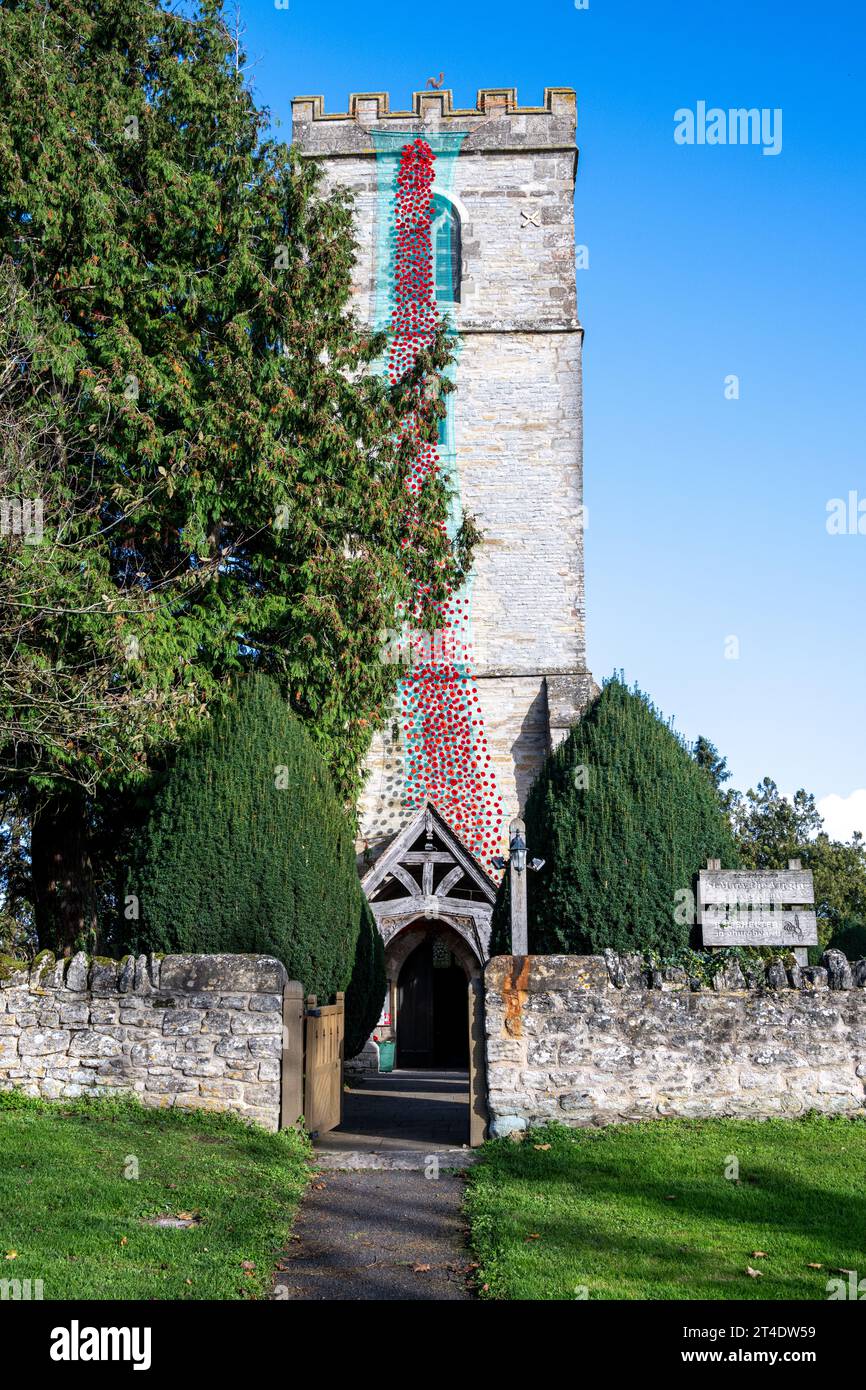 Remebrance Poppy display at Hartpury Church, Gloucestershire Stock ...