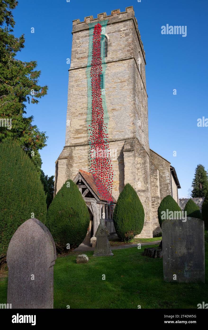 Remebrance Poppy display at Hartpury Church, Gloucestershire Stock ...