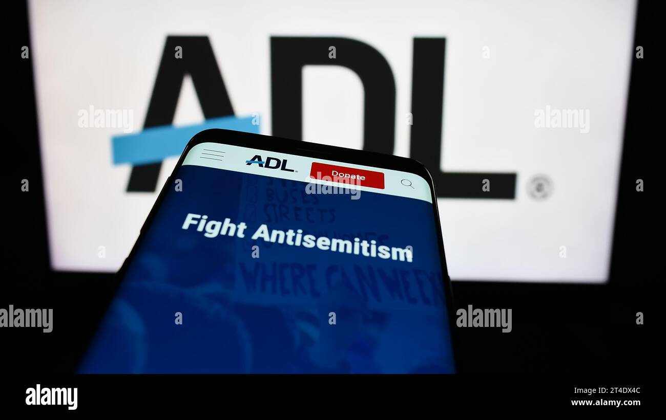 Mobile phone with website of civil rights organisation Anti-Defamation ...
