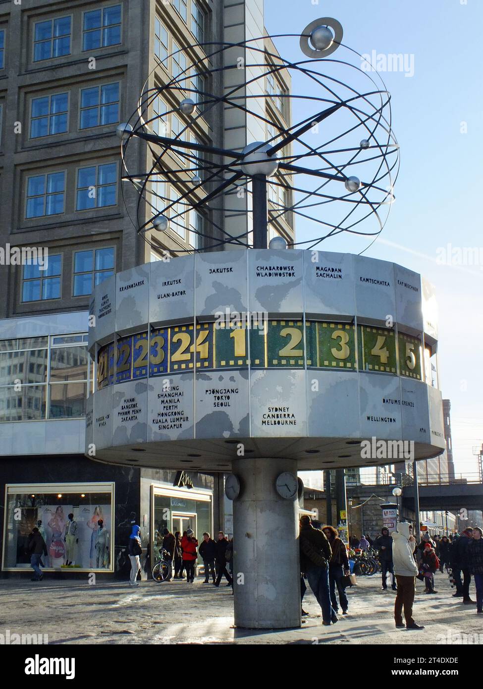 famous world clock at berlin alexanderplatz, germany Stock Photo - Alamy