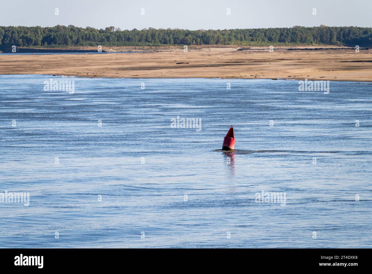 Extreme low water conditions on Mississippi river in October 2023 with ...