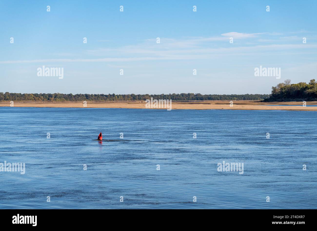 Extreme low water conditions on Mississippi river in October 2023 with ...