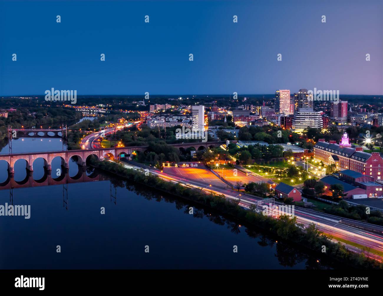 Rutgers U New Brunswick NJ - Long exposure aerial view of Rutgers ...