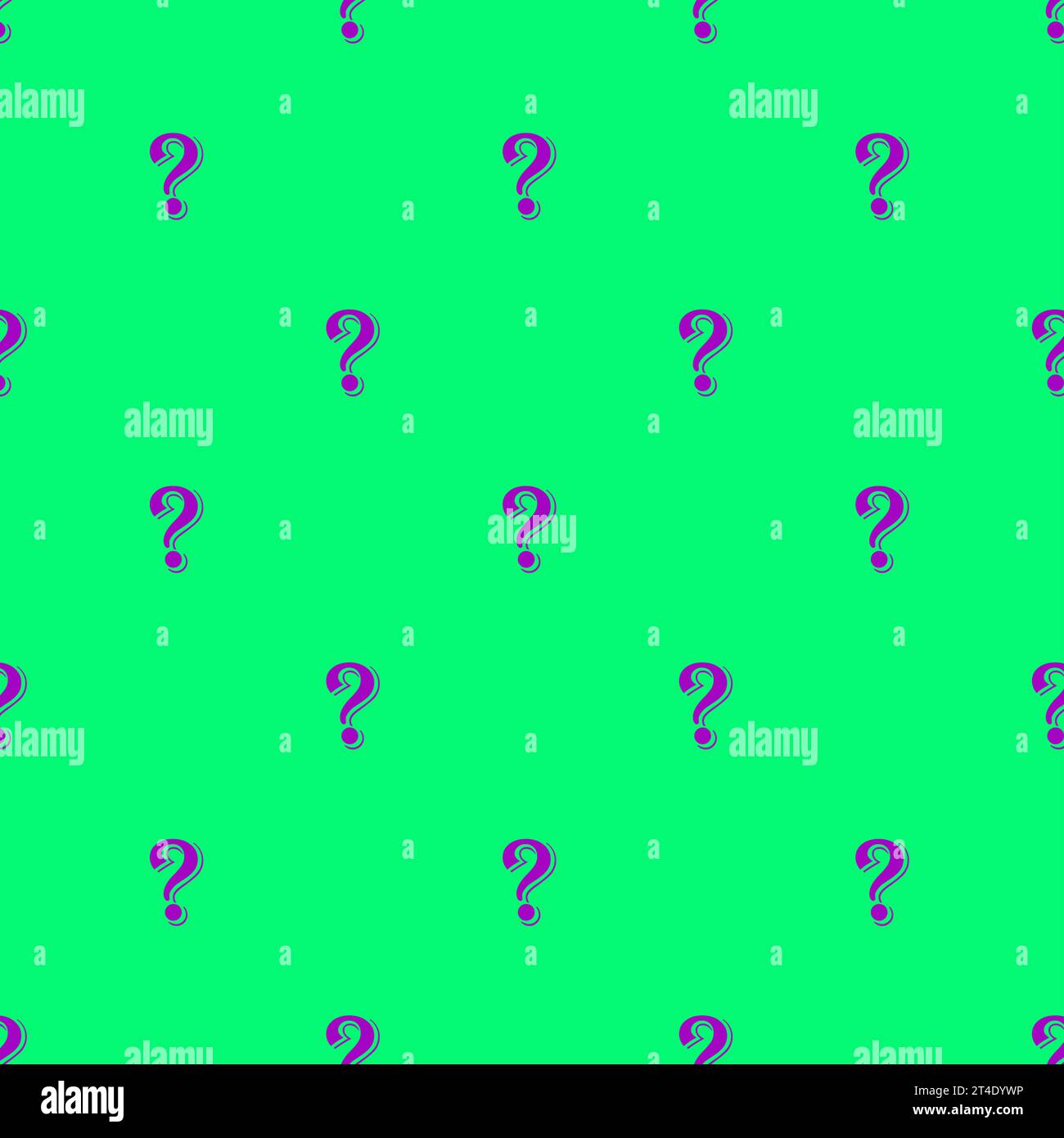 Seamless pattern of violet question marks on lime green backdrop Stock ...