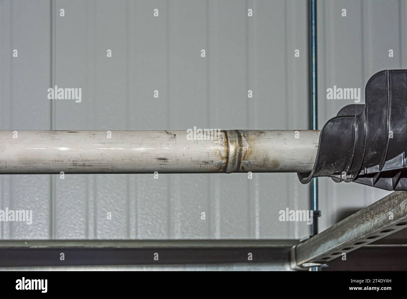 Pipe welding bead joining two pieces of pipe, done by an automatic ...