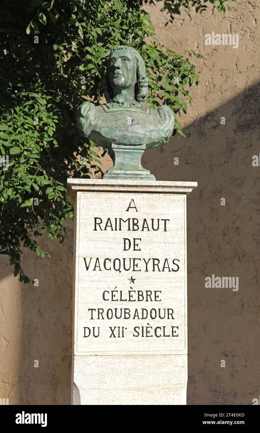 Statue of the Troubadour Rambaut de Vacqueras (1150-1207) at the ...