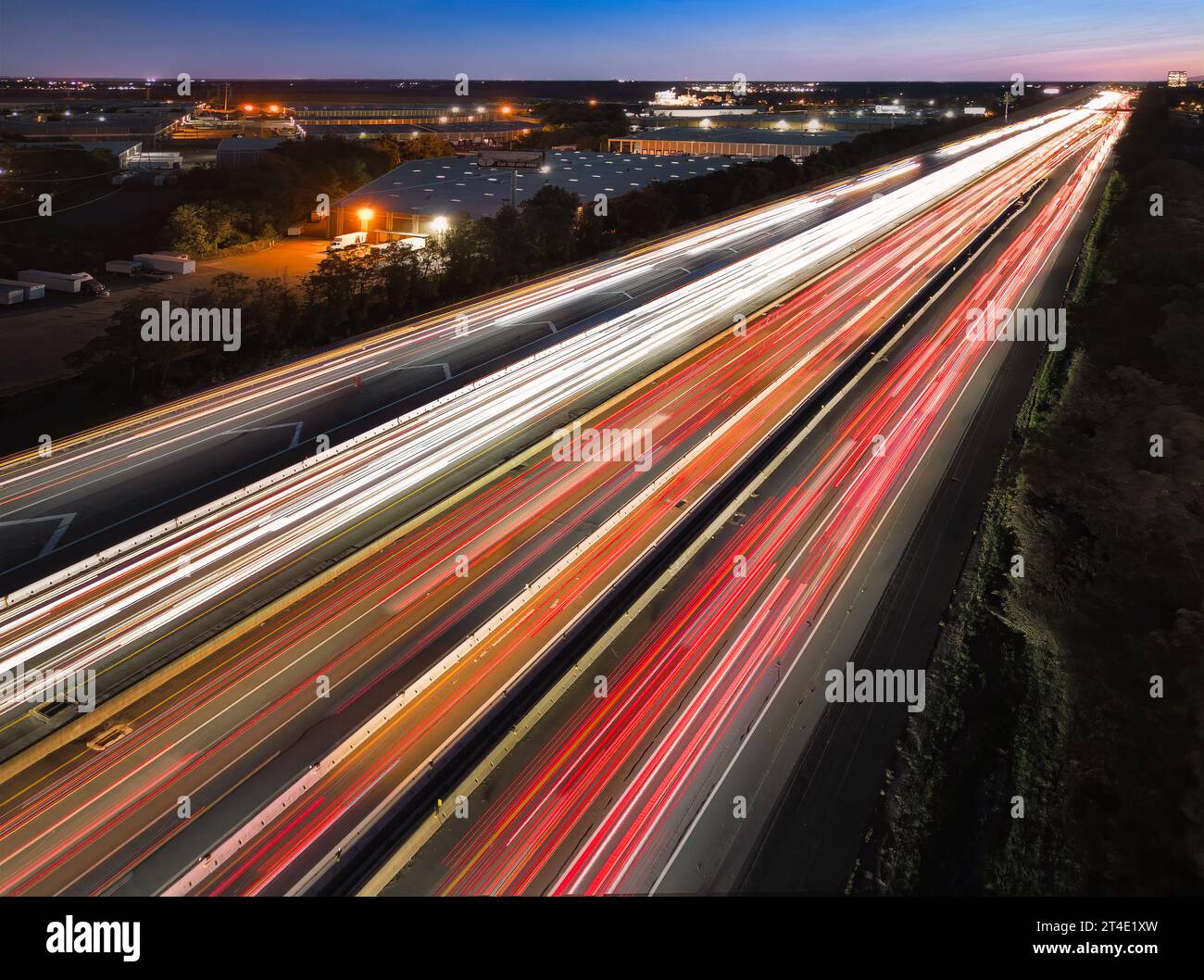NJ Turnpike RusH Hour - Long exposure creates light streaks in the ...